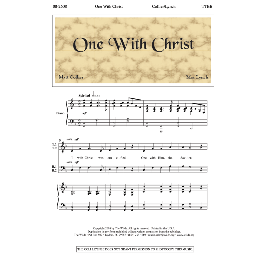 One with Christ | TTBB (TTBB) by Mac Lynch – The Wilds Online Store
